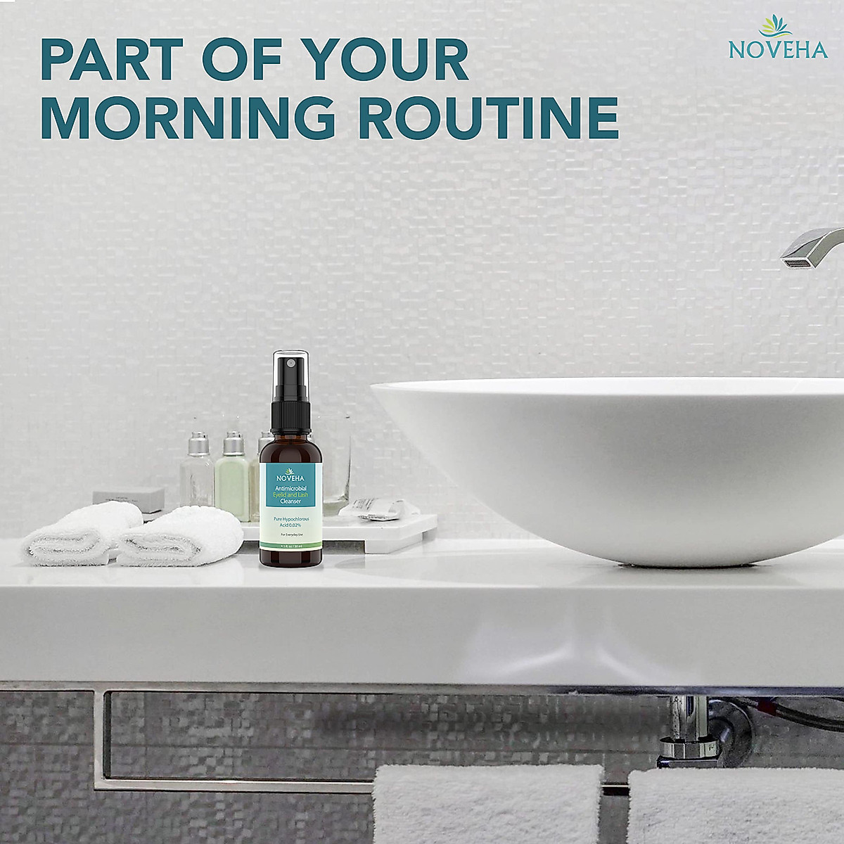 NOVEHA Eyelid and Lash Cleanser - Fast Acting Soothing Formula, Effective Relief from Irritation, Dry Eyes, Styes, Pure and Gentle Hypochlorous Acid Spray (4 Fl Oz (Pack of 1))