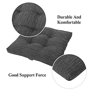 baibu 12 Inches Square Seat Cushion, Super Soft Bar Stool Square Seat Cushion with Ties- One Pad Only, Gray-Black (12'' (30CM))