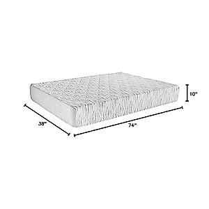 AC Pacific VISCOGEL Gel Infused Polyester Memory Foam Mattress Made in USA, Twin, White