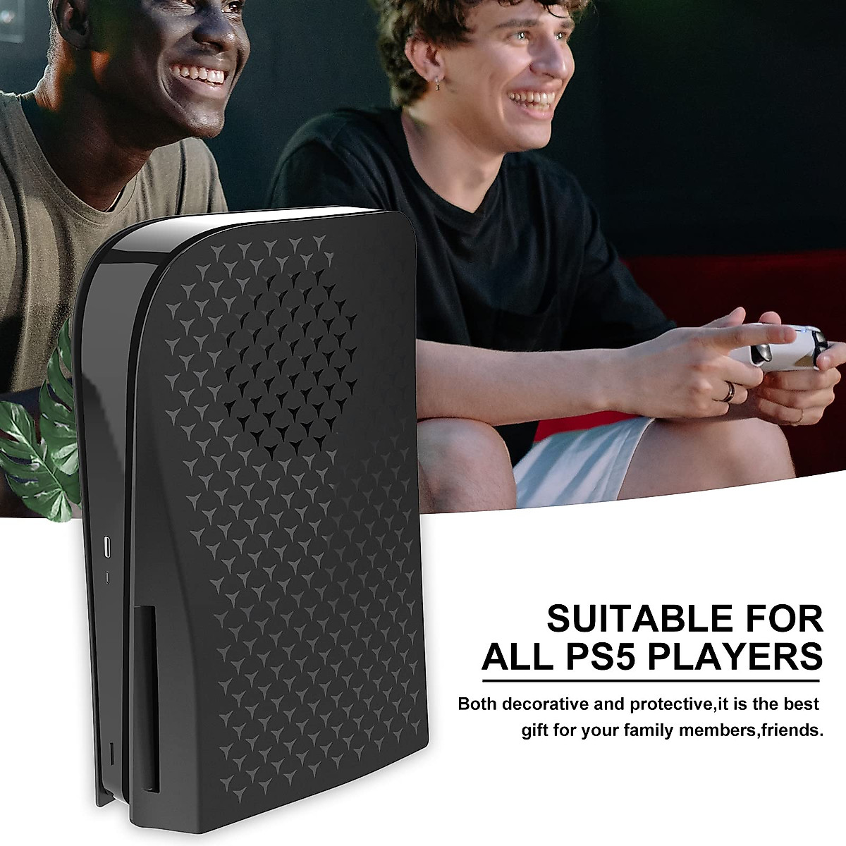 PS5 Console Face Plates,Playstation 5 Accessories with Fan Vents Faceplate，with Dust Filter for Cooling Vents,Shockproof ABS Shell Cover Case (Pattern Disc Edition)