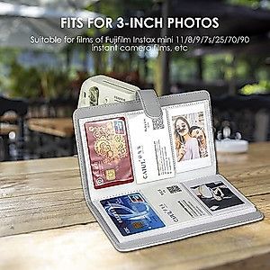 96 Pockets 3 Inch Mini Photo Album for Fujifilm Instax Mini 12/11/9/8/7s/25/70/90 Instant Camera Film, Wallet Album PU Cardcase Bank Card Holder Book (White)