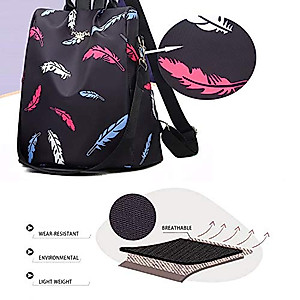 Women's Anti-theft Backpack Purse Small Daypack Schoolbag Girls Shoulder Bags (Colored Feather)