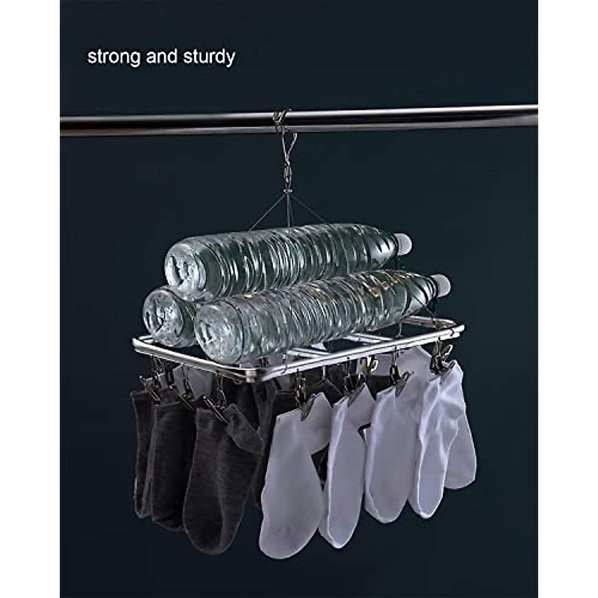 AOBYMIN Sock Drying Rack with 26 Clips, Aluminum Sock Hanger, Laundry Clothes Drying Rack for Socks, Underwear, Towels, Bras, Lingerie, Baby Clothes