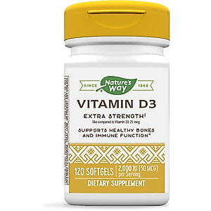 Nature's Way Vitamin D3, Bone Health and Immune Function*, 50 mcg per Serving, 120 Softgels