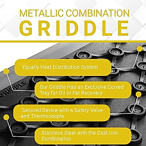 AMS Fireplace Le Griddle |2 Burner Outdoor 304 Stainless Steel Griddle 30 inch | (Natural Gas, Two Burner Griddle)18,000 BTU's Tasty Cooking - Outdoor Clothing Cover Included. Made in France (GFE75)