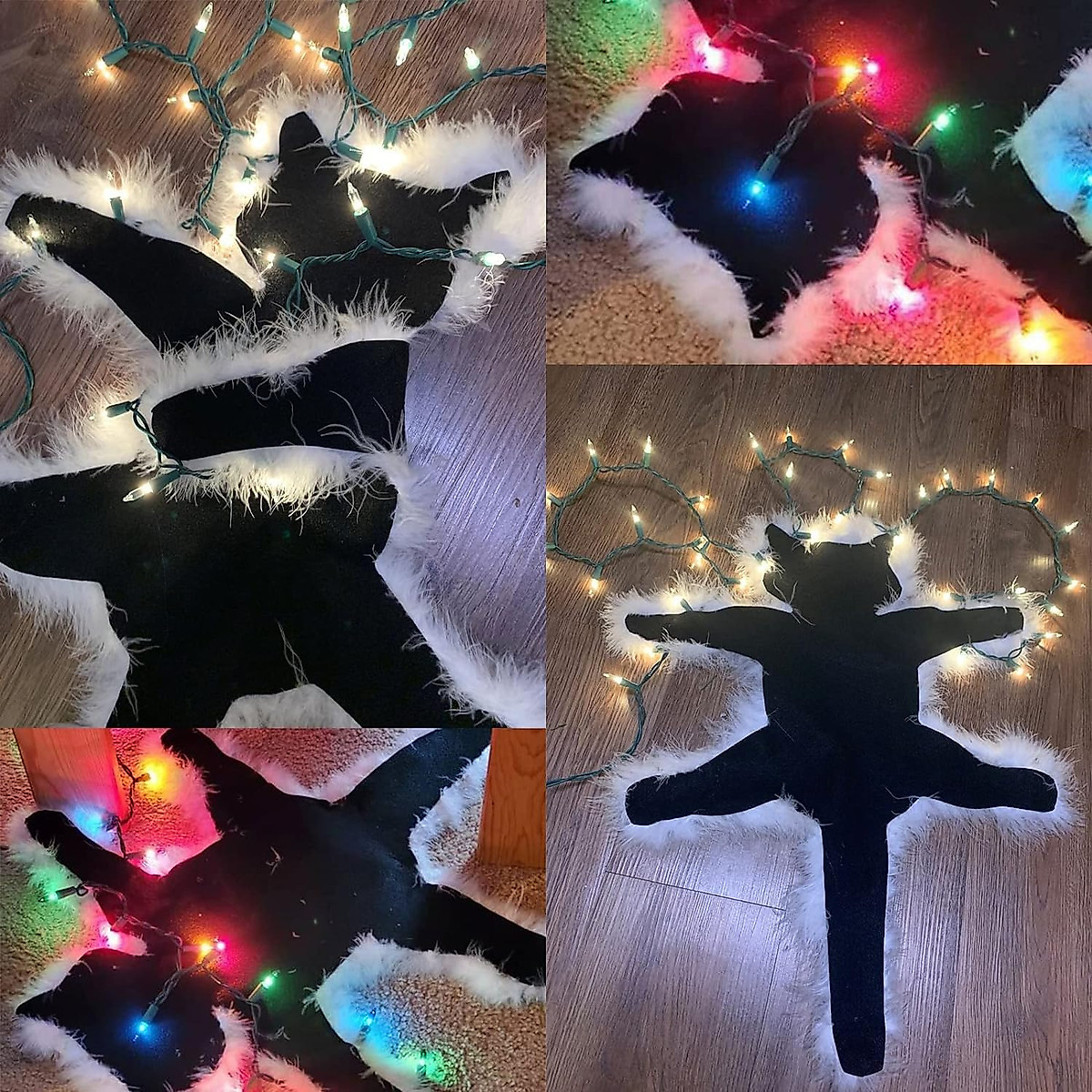 Quixal Light Up Fried Cat Rug - Funny Christmas Decorations, USB-Powered Lights, Always On or Flashing, National Lampoon's Style
