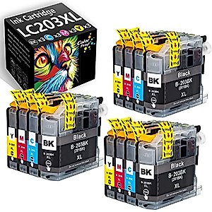12-Pack ColorPrint Compatible LC203XL Ink Cartridge Replacement for Brother LC-203XL Used for MFC-J480DW J680DW J880DW J885DW J4420DW (3BK,3C,3M,3Y)