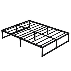 Richwanone 14 inch King Bed Frame Metal Platform Mattress Foundation with Heavy Duty Steel Slat Support, No Box Spring Needed, Easy Assembly, Black