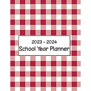 School Year Planner 2023-2024 - Red Check