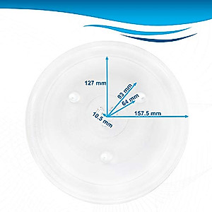 HQRP 12-3/8 inch Glass Turntable Tray compatible with Hamilton Beach P100N30 P100N30AL P100N30ALS3B HBP100N30ALS3 GA1000AP30P3 EM031MZC-X1 Microwave Oven Cooking Plate 315mm