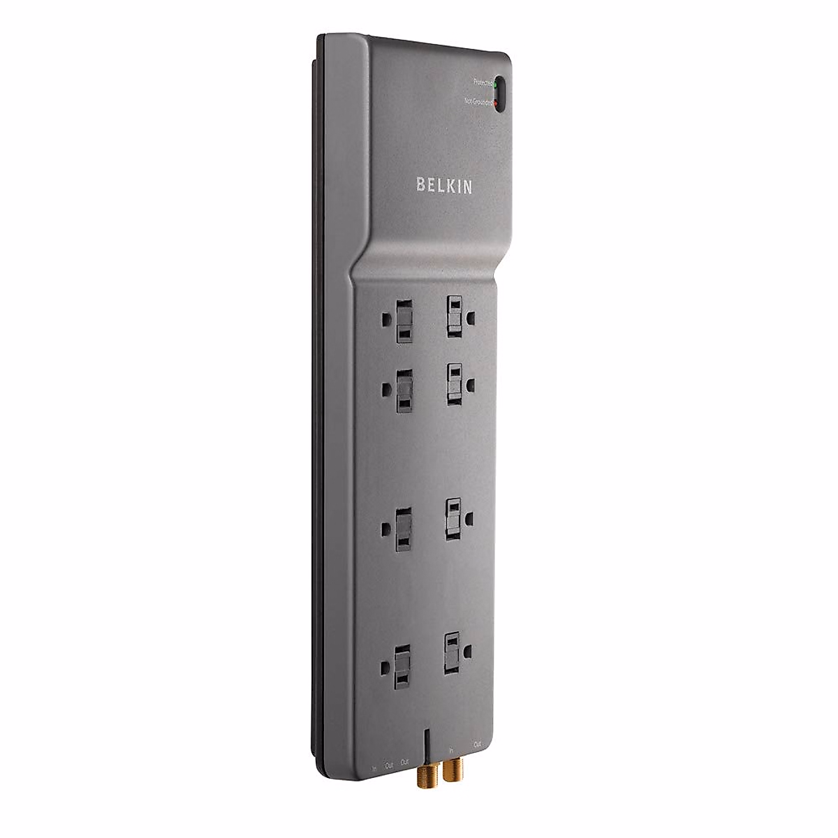 Belkin BE108230-06 8-Outlet Power Strip Surge Protector w/Flat Plug, 6ft Cord (3,550 Joules),Black & 12-Outlet Power Strip Surge Protector w/ 8ft Cord (3,940 Joules), Gray
