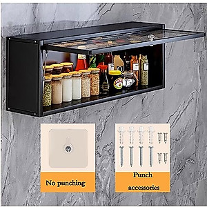 Wall Cabinet Kitchen Seasoning Rack Under-Cabinet Wall-Mounted Storage Rack Home Renovation Multifunctional Wall Cabinet Flip Door Locker (Size : 50 * 30 * 17cm)