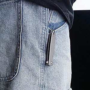 TENCHILON T30 Mini Titanium Flipper Folding Pocket Scalpel Knife, 10pcs #24 Blades, 3 inches Handle with Frame Lock, Tiny Small Micro EDC Knives for Men Women