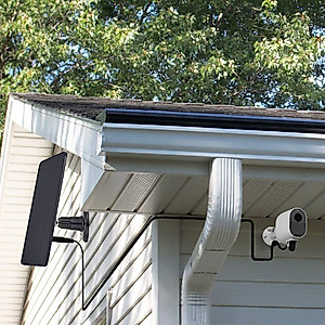 Solar Panel Charger -Weather Resistant, 5V Solar Panel Wall Mounting Low-Power Solar Charging Panel Waterproof for Doorbell Security Camera with 300cm Cable Bracket (Black)