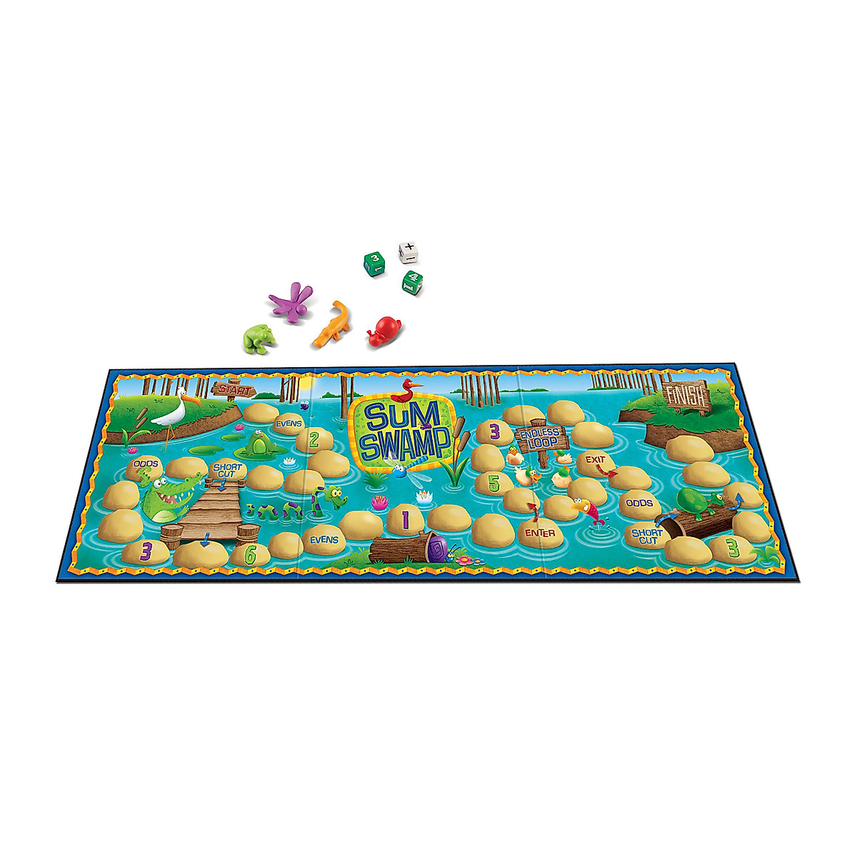 Learning Resources Sum Swamp Game Addition & Subtraction Game - 8 Pieces, Ages 5+, Math Games for Kids, Educational Kids Games, Kindergarten Math Board Games Gifts for Boys and Girls