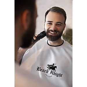 Beard Apron, Hair Clippings Catcher with Bag, Grooming Cape Apron, Beard Catcher for Shaving Trimming, Non-Stick Beard Cape- White