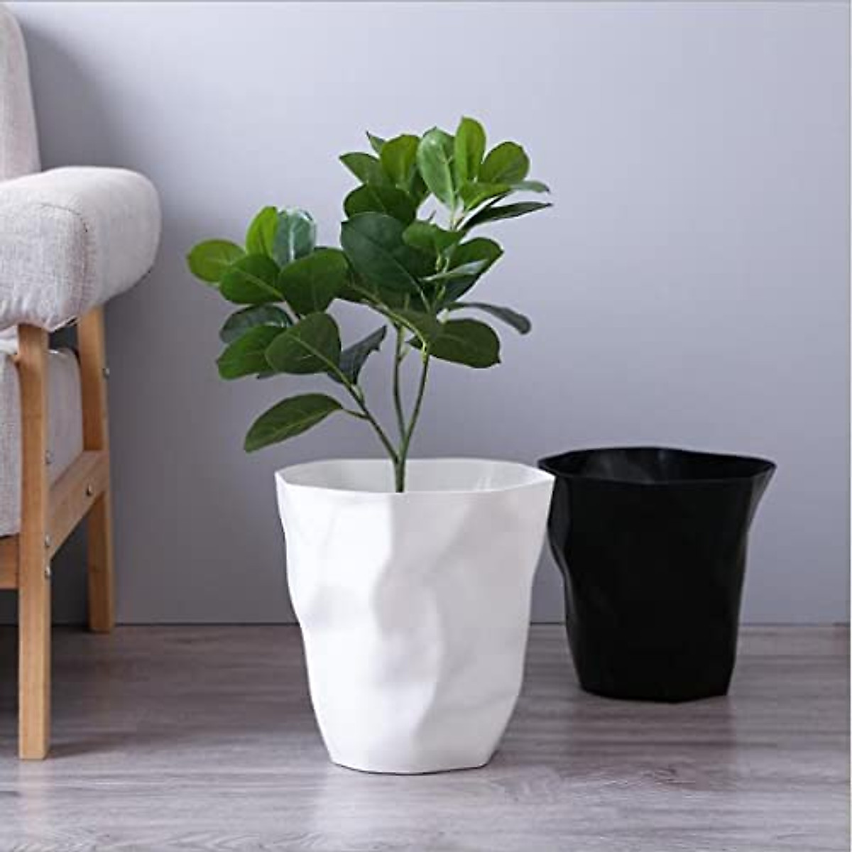 joyMerit 2-Pack Abstract Irregular Wastebasket Trash, Large Waste Basket Garbage Can for Bathroom, Bedroom, Kitchen, Home Office Accessories - White