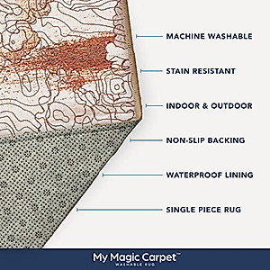 My Magic Carpet Washable Rug - Non-Slip, Stain Resistant, Waterproof, Foldable - 1 Piece Accent Living Room & Bedroom Area Rug - Pet & Kid Friendly (Vienna Abstract Natural, 5X7 ft)