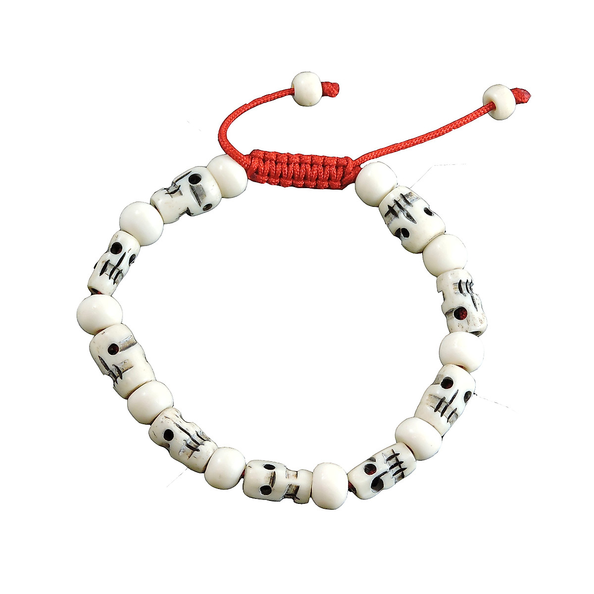 Tibetan Mala Carved Yak Bone Skull Wrist Mala/ Bracelet for Meditation BM-24
