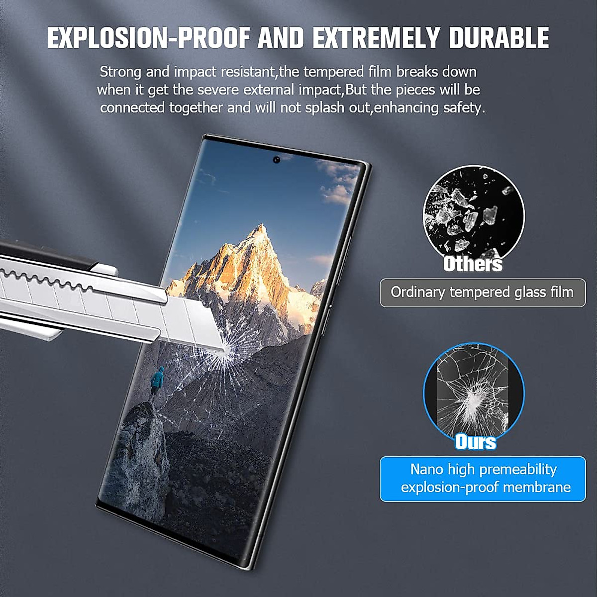 [2+2 Pack] S22 Ultra Glass Screen Protector, HD Clear 9H Tempered Glass Scratch Resistant, Fingerprint Unlock, 3D Curved, Bubble-Free for Samsung Galaxy S22 Ultra Glass Screen Camera Protector(6.8