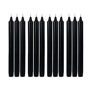 Zest Candle, 10-Inch, Black Straight 12-Piece Taper Candles, Size: 7/8" Diameter x H, Count