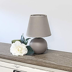 Simple Designs LT2008-GRY Mini Ceramic Globe Table Lamp with Matching Fabric Shade, Gray 5.51 x 5.51 x 8.66