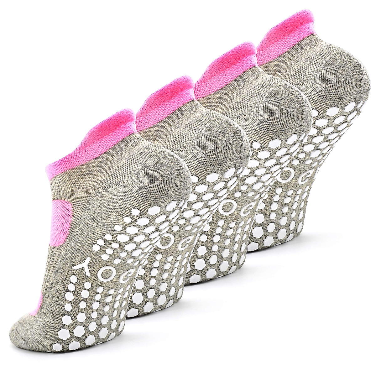 Busy Socks Pilates Socks with Grips for Women,Sticky Cardio Fitness Exercise Skidding Ballerina No Blister Socks,2 Pairs,Gray