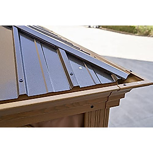 Goohome 12 x 12FT Hardtop Gazebo, Aluminum Frame Double Roof Canopy with Mosquito Net and Curtains, Outdoor Permanent Hard Top Waterproof Pergola for Shade and Rain for Lawn, Deck，Patio