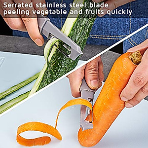 WELLSTAR Cutting Board Set of 5, Double Sided Plastic Chopping Board with Paring Knife, Serrated Utility, Scissors, Vegetables Peeler, Portable Outdoor Picnic BBQ Small Knife and Cutting Board Pack