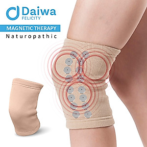 Daiwa Felicity Knee Compression Sleeve for Pain Provides Uniform Support to The Entire Knee – Magnetic Brace for Arthritis, Joint Pain, and Injury Recovery Fits Men and Women, Beige