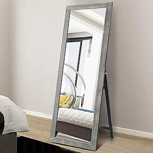 Elevens Traditional Full Length Floor Mirror 65"x22" Rustic Tall Floor Mirror Wall Mirror Standing or Leaning Against Wall for Bedroom, Dressing and Wall-Mounted - Gray