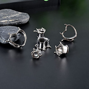 COOEAR 1 Pair Ear Tunnels Flesh Plugs Heart Style Gauges Silver Women Men Stretchers Demon Expander 0g to 1 inch.