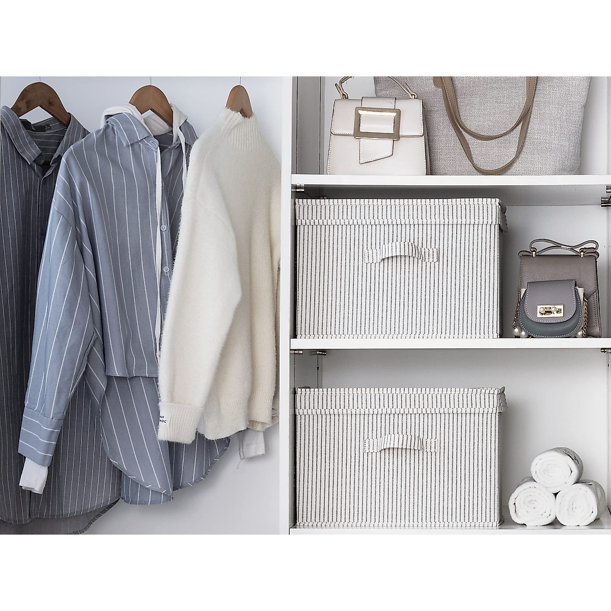 StorageWorks 2-pack Decorative Storage Boxes with 3-Pack Trapezoid Storage Boxes