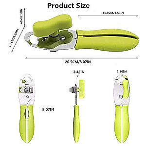 Can Opener, Can Openers Hand Held, 4 in 1 Smooth Edge Hand Held Bottle Opener, Professional Heavy Duty Beer Can Opener Ultra Sharp Food Safe Jar Opener Multifunctional Tin Opener with Easy Turn Knob