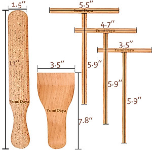 Crepe Spreader and Crepe Spatula Turner Set,Convenient Sizes to Fit Any Crepe Pan Maker - 100% Natural Wooden Crepe Spatula Set for Crepe Tools