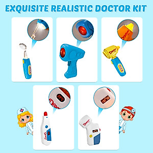 Toy Doctor Kit for Kids: 27Pcs Pretend Play Medical Doctor Playset with Carrying Case Electronic Stethoscope - Role Play Gift Educational Doctor Play Set for Toddler Boys Girls Ages 3 4 5 6