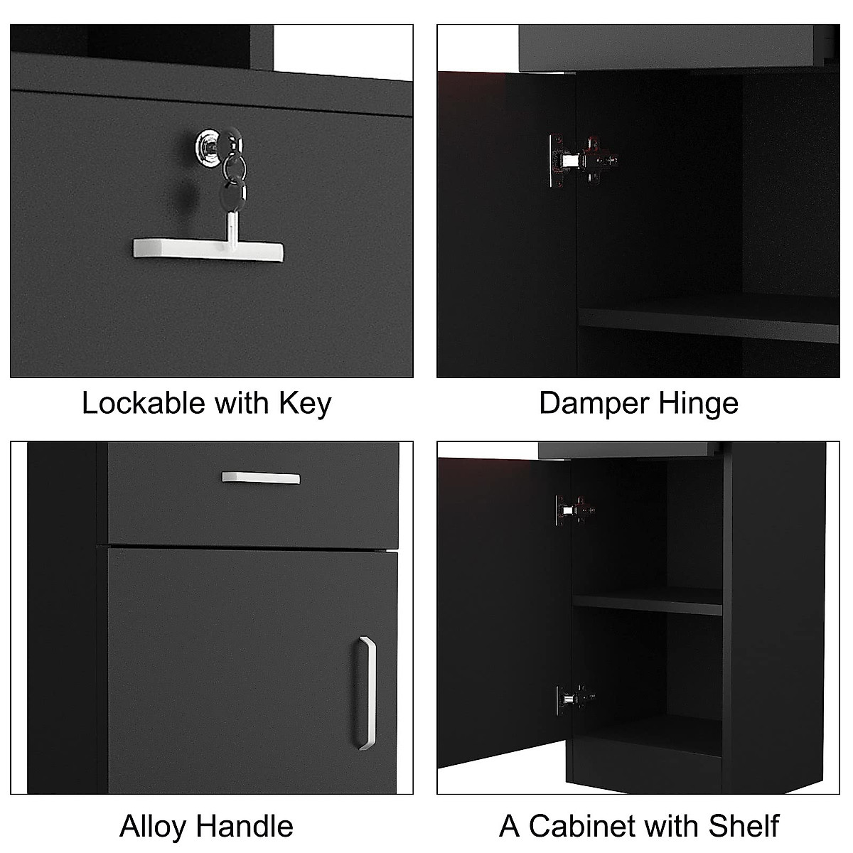 Paddie Wall Mount Salon Stations for Hair Stylist, Hair Salon Storage Cabinet Beauty Barber Station w/Lockable Drawers/Storage Cabinet (Black2)