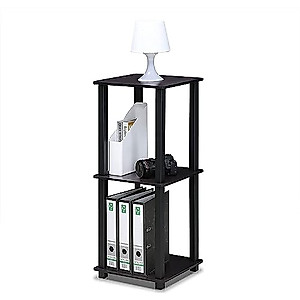 Set of 2 Black Side End Tables for Small Spaces with Storage Living Room Bedroom
