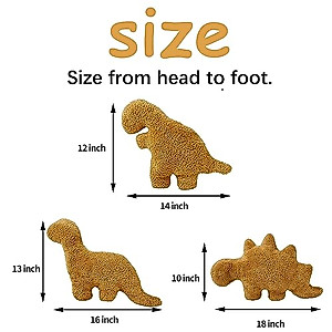 Lixzuch 3 Packs Dino Nugget Pillow Plush, 18 inches Dinosaur Chicken Nugget Pillow Stuffed Animal Plush Toy, Dino Nugget Plush Dinosaur Theme Party Decoration Birthday Gift for Kids Boys Girls
