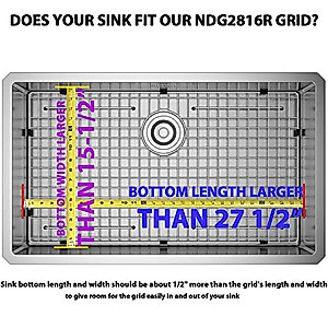 Serene Valley Sink Bottom Grid 27-1/2" x 15-1/2", Rear Drain with Corner Radius 3/16", Kitchen Sink Grid NDG2816R