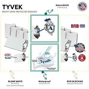 Semper Paratus Gear TYVEK Credit Card Sleeves Protectors 100% MADE IN USA - For Travel wallet or purse. RFID Blocking 13.56 Blank White SPG-TYVEK-RFID-CCP Semper Paratus