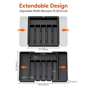 Lifewit Silverware Drawer Organizer and 3pcs Plastic Serving Tray