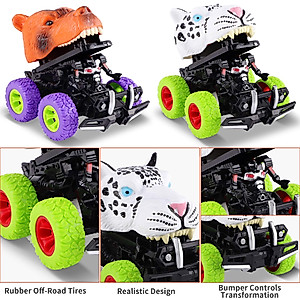 FiGoal Two Pack Monster Cars with Toy Gun Launchers Gifts for Kids for Family Fun Friction Powered Toy Cars Vehicles for Boys and Toddlers Games Toys Gifts for Birthday