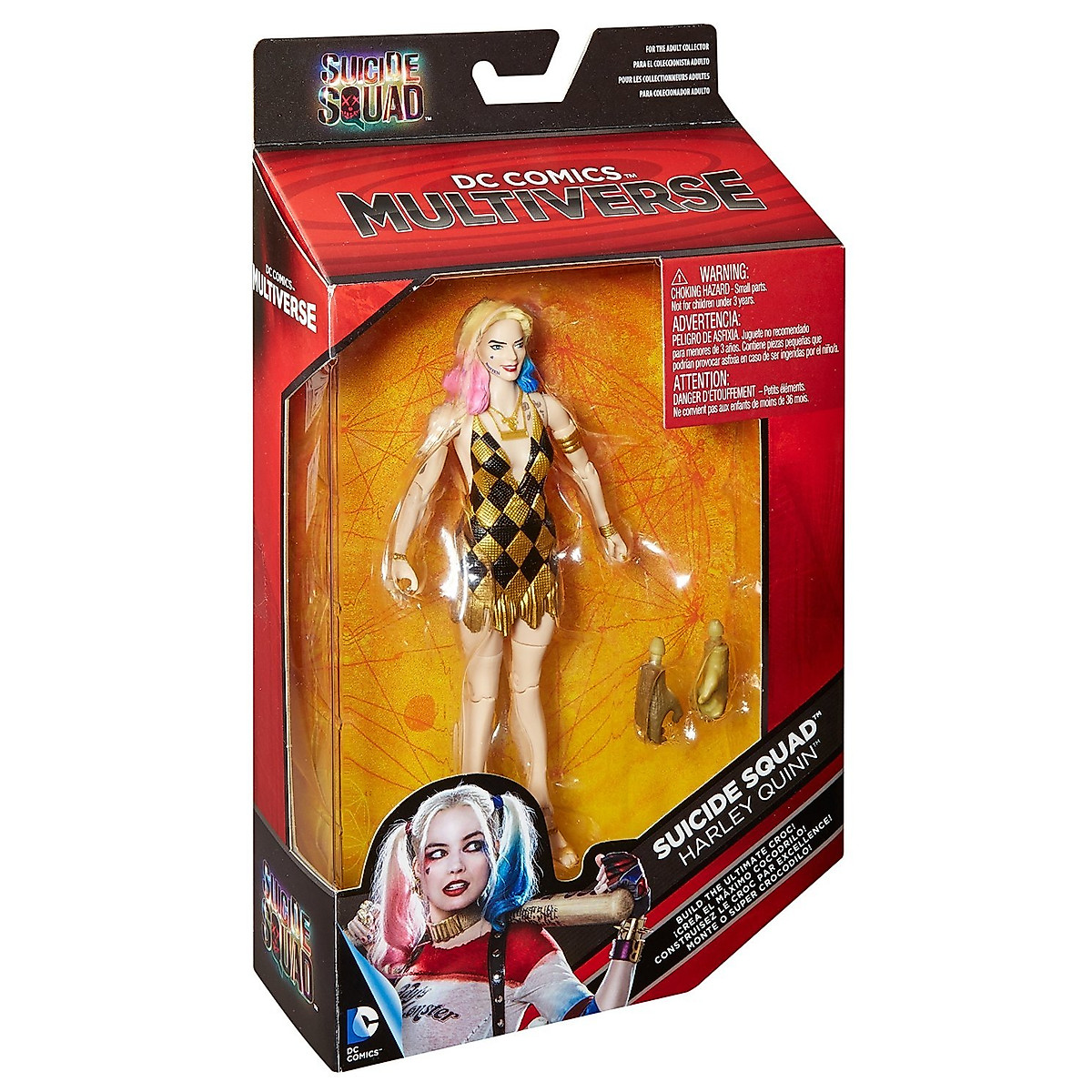 Mattel DC Comics Multiverse Suicide Squad Action Figure, Harley Quinn Collectible Toy with Ultimate Croc Build-A-Parts, Signature Look