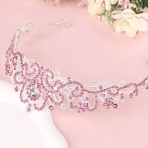 CIEHER Pink Tiara Princess Crown Queen Crown Crystal Crowns for Women Crown for Birthday Prom Party Halloween Costume Cosplay, Princess Party Decorations