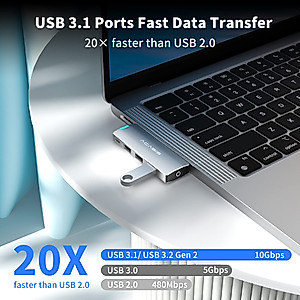 USB C Hub Adapter for MacBook Pro/Air M1 M2 13" 14" 15" 16" 2022-2019,ACASIS 5 in 1 MacBook Pro Accessories with 10Gbps 3*USB 3.1/ 100W Thunderbolt 3 PD Charing/ 3.5 Audio mic