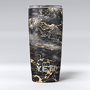 Design Skinz Black and Gold Marble Surface - Skin Decal Vinyl Wrap Kit Compatible with The Yeti Rambler Cooler Tumbler Cups