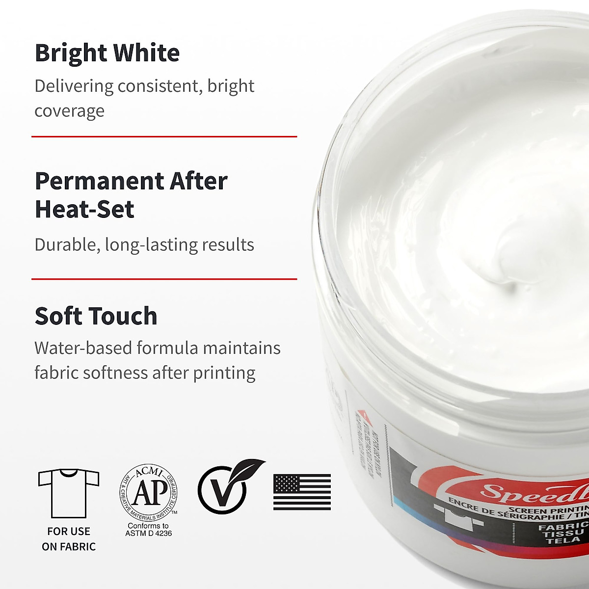 Speedball 004603 Fabric Screen Printing Ink, 32 Fl. Oz, White