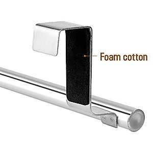 Stainless Steel Over The Door Towel Rack-Towel Holder Hang on Cabinet or Door for Kitchen, Bathroom, Laundry，Office -Holds Hanging Towels, Hand Towels,Dish Towel- 2 Pack (Silver)