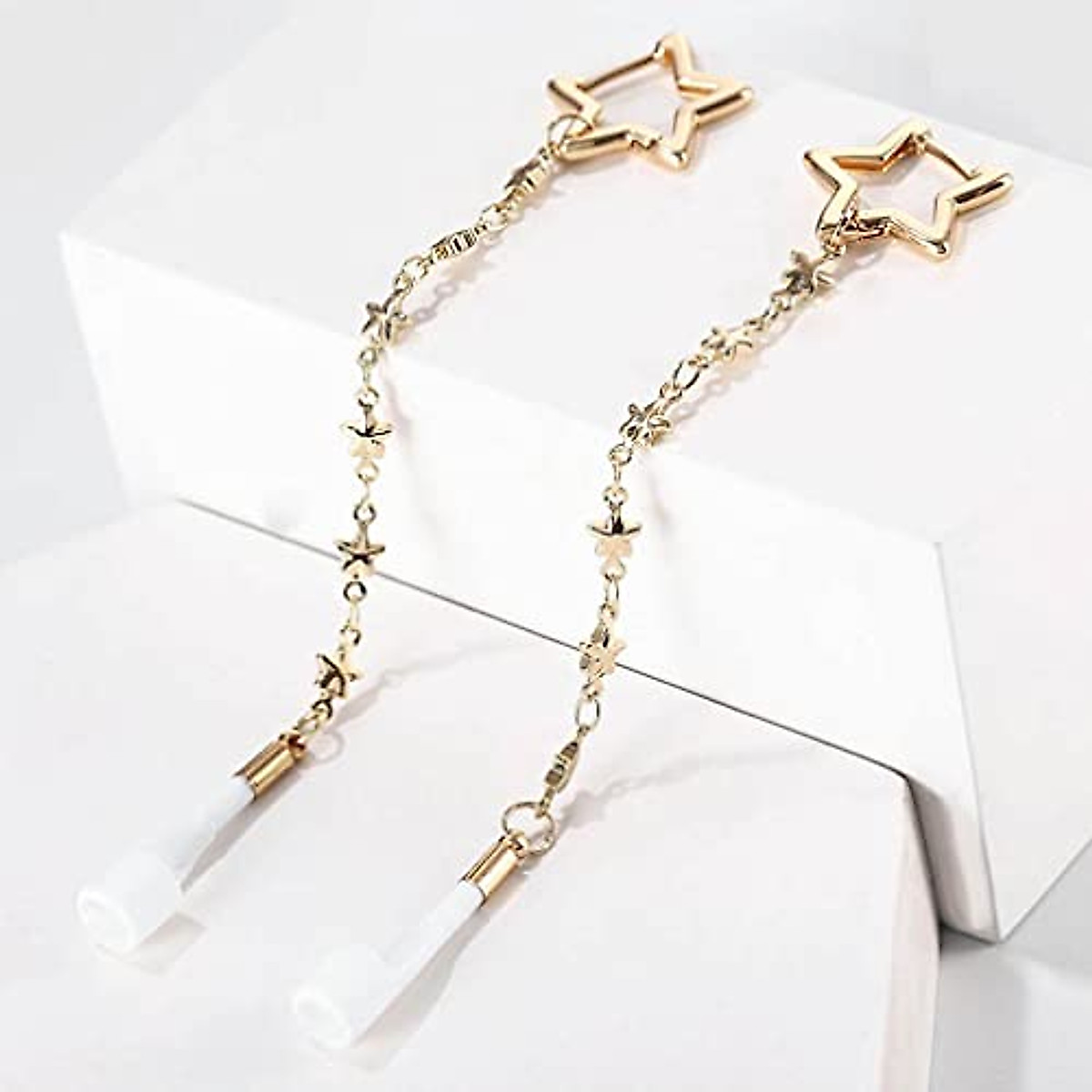 Gold Star Airpod Earrings Anti Lost Earring Strap for Airpods Anti Lost Strap for Airpods Pro, Wireless Earphone Holder Strap Compatible for Airpods 1&2&3/Pro